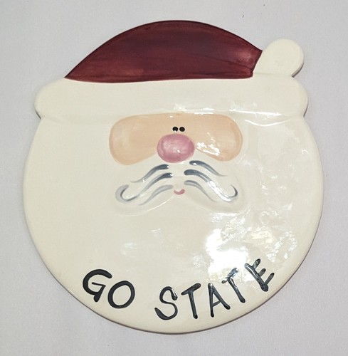Hand Painted Santa Serving Plate Ceramic "Go State" | eBay
