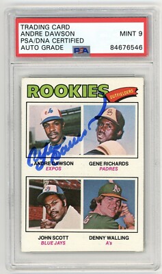 Andre Dawson Signed 1977 Topps Rookie Card Autograph PSA MINT 9 AUTO ...