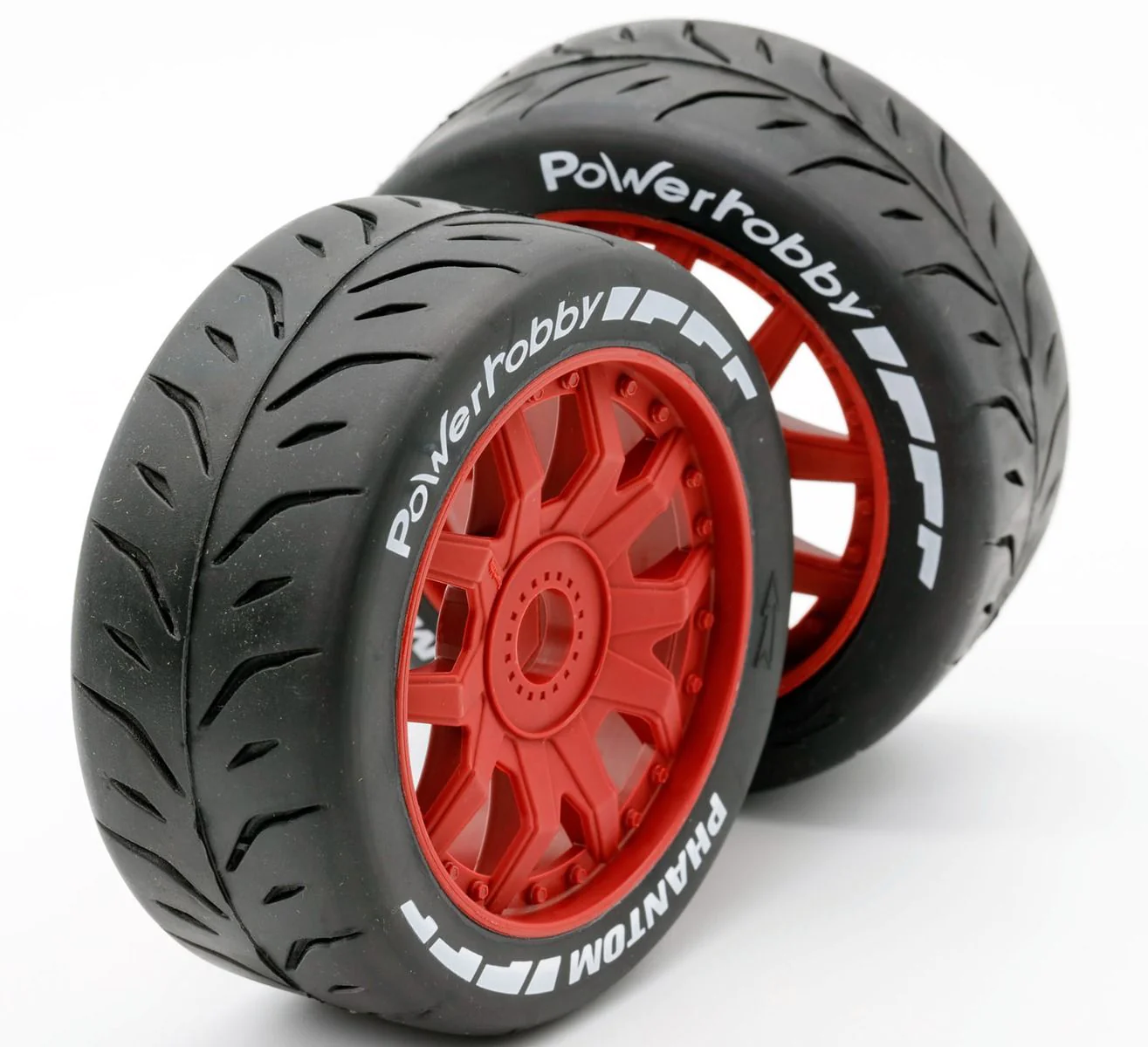 Powerhobby 1/8 GT Phantom Belted Tires 17mm Wheels MEDIUM RED 4 Arrma ...