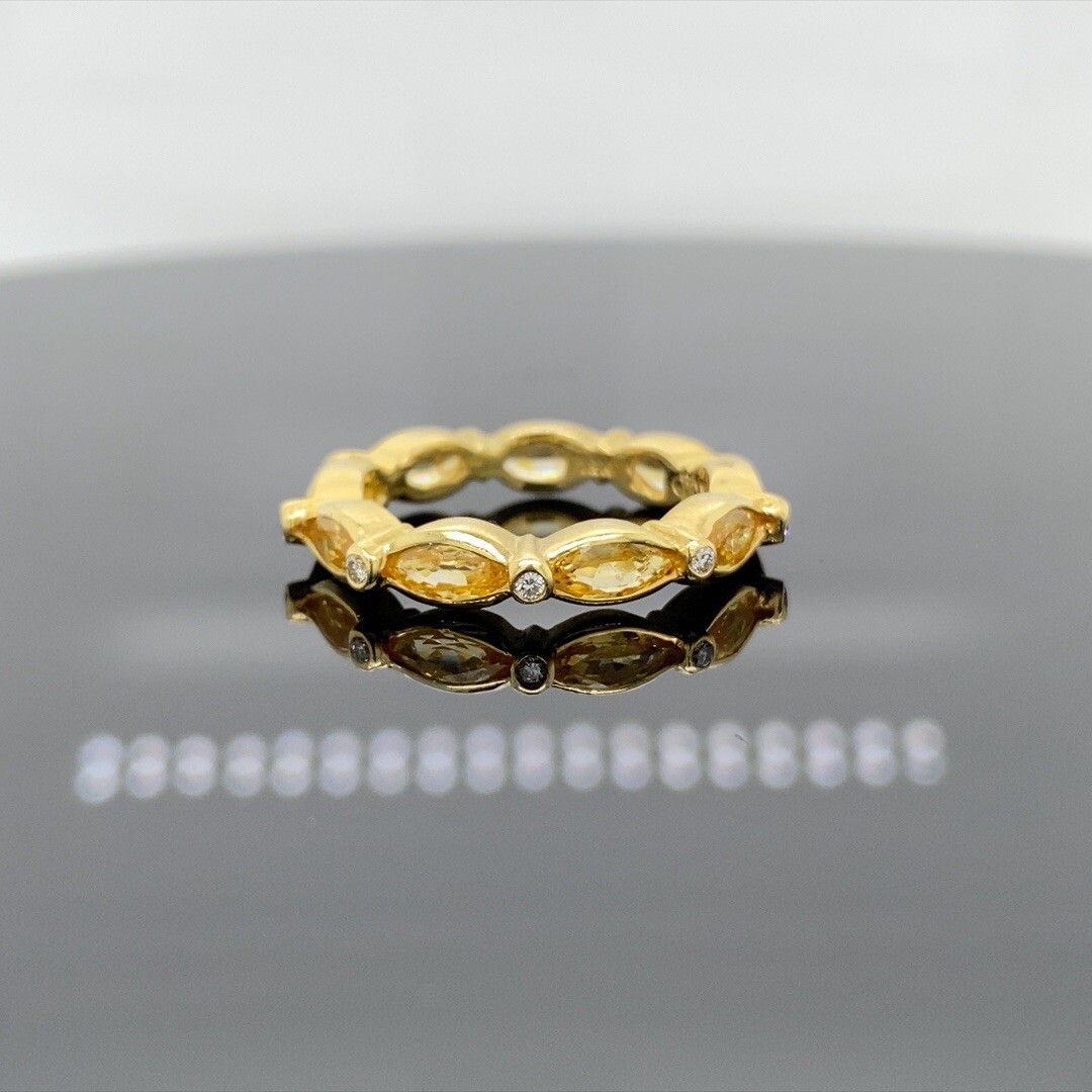 Doris Panos 18k Gold 1.80Ctw Diamond & Yellow Sapphire Eternity Ring ...