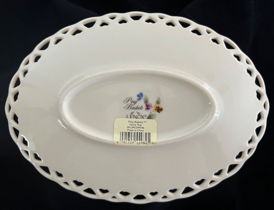 Lenox Posy Baskets Vanity Tray~Porcelain Dish w/Flowers & Basket Weave~EUC | eBay