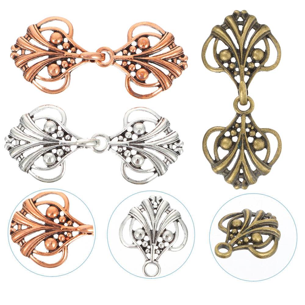 3 Pairs Buckle Cloak Fastener Cloth Brooches Neckline Scarf Retro ...