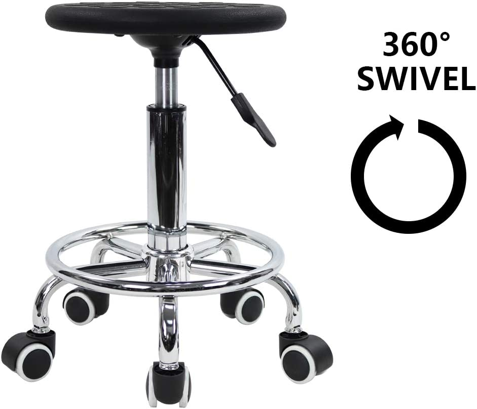 PU Foam Rolling Stool with Footrest Height Adjustment Swivel Laboratory ...