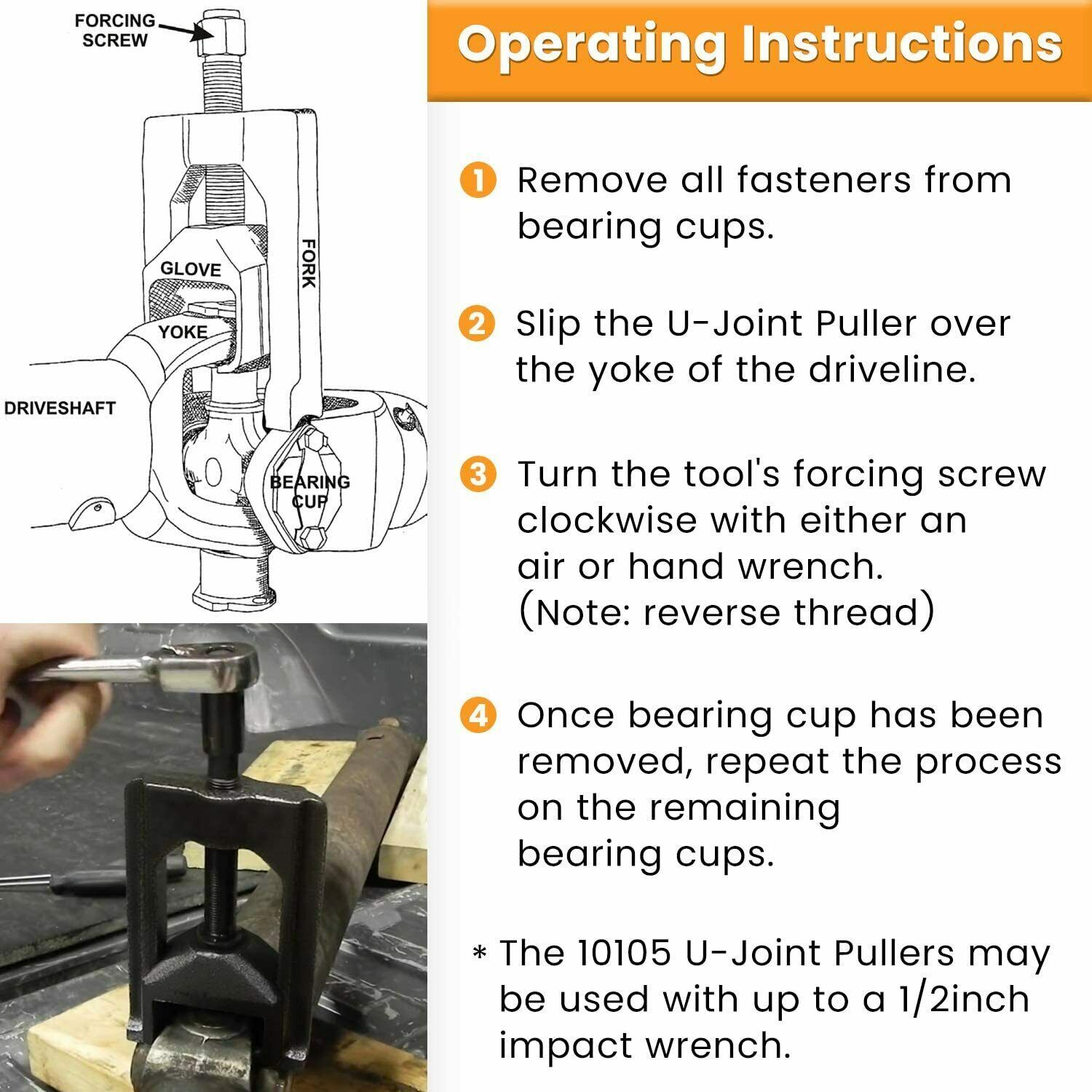 10105 Heavy Duty Universal Joint Puller Press Removal U-Joint Tool ...