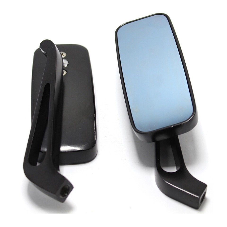 Black Rectangle Motorcycle Mirrors For Harley Cruiser Bobber Chopper ...