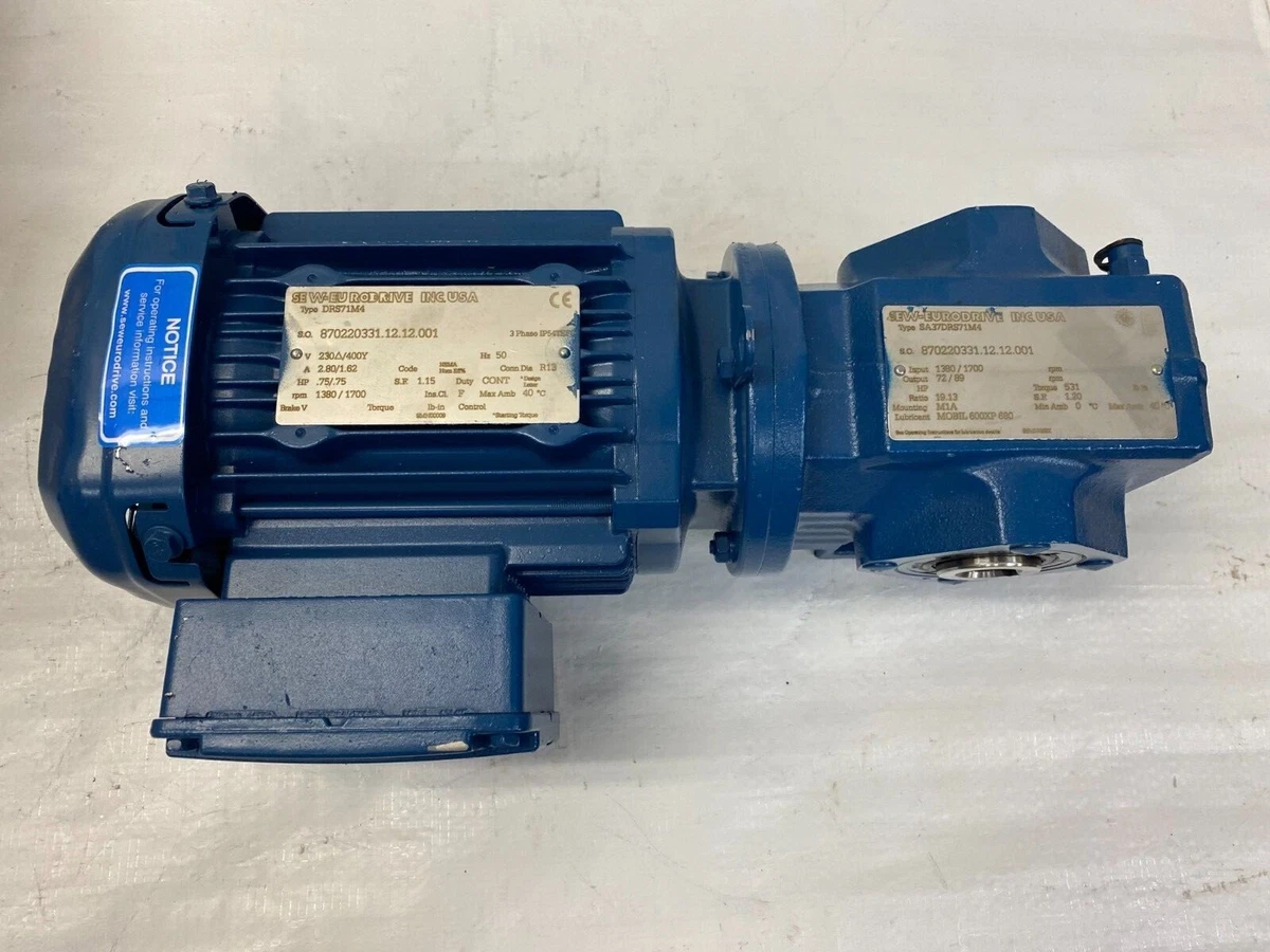 Sew Eurodrive DRS71M4/FG/DH Ac Motor 1690rpm 3ph 3/4hp, 56% OFF