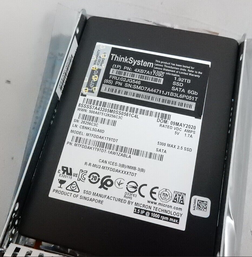 LENOVO 4XB7A17090 - 02JG546 ThinkSystem 2.5" SSD 5300 1.92TB MS SATA ...