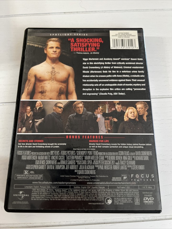 Eastern Promises Full Screen Edition On DVD With Viggo Mortensen Drama ...