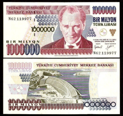 Turkey 1 Million LIRA P-209 1970 1000000 ( 1995 ) DAM UNC Turkish ...