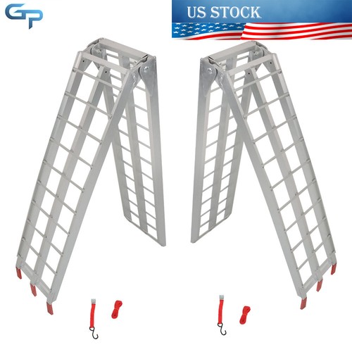 Pair Foldable 7.5’ Loading Ramps Aluminum For Truck Motorcycle Dirt ...