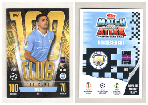 2023-24 Topps Match Attax – 100 Club (485) – RODRI – MANCHESTER CITY ...