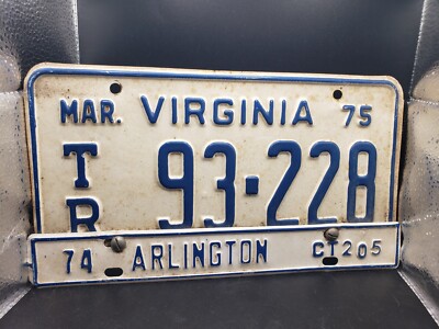 vintage 1975 Virginia License Plate Arlington 74 | eBay