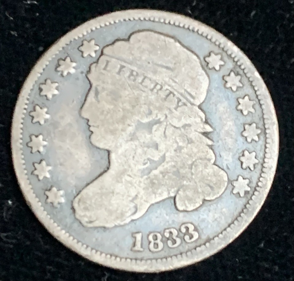 Rare Old United States 1833 Capped Bust Silver Dime Early US 10c Cent ...