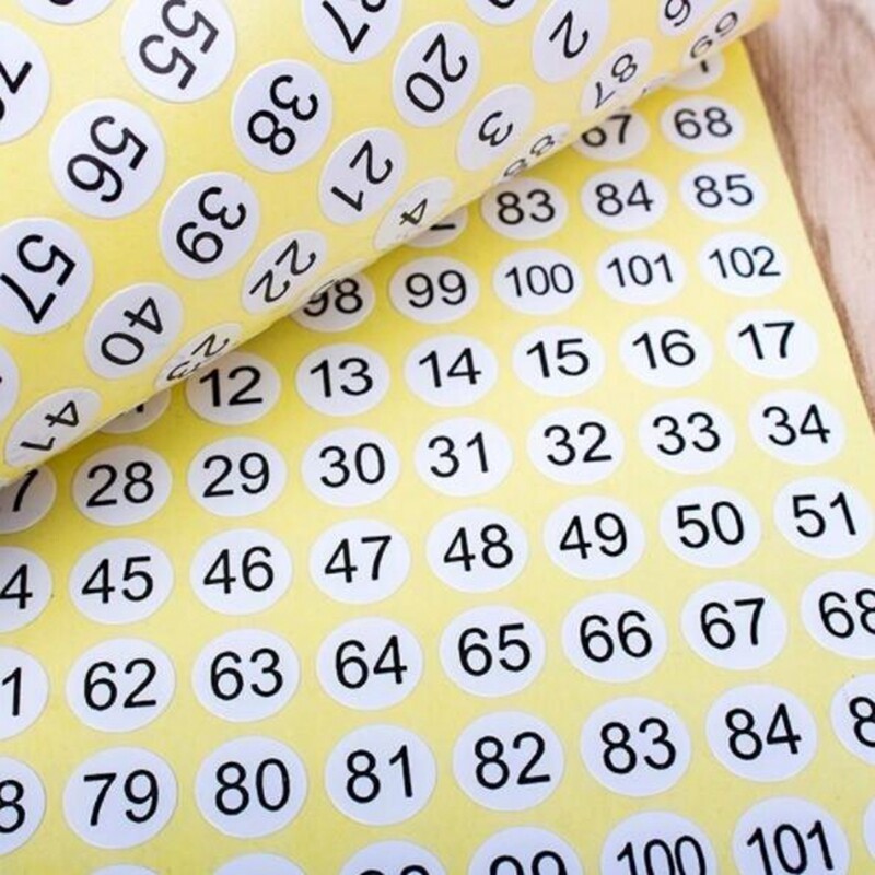 15 Sheets Round Sticky 1-102 Numbers Stickers Small Garment Numbered ...