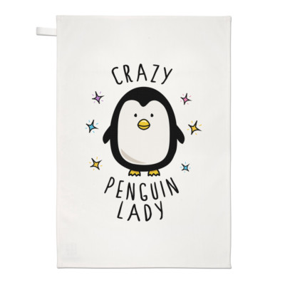 Crazy Penguin Lady Tea Towel Dish Cloth - Funny | eBay Australia
