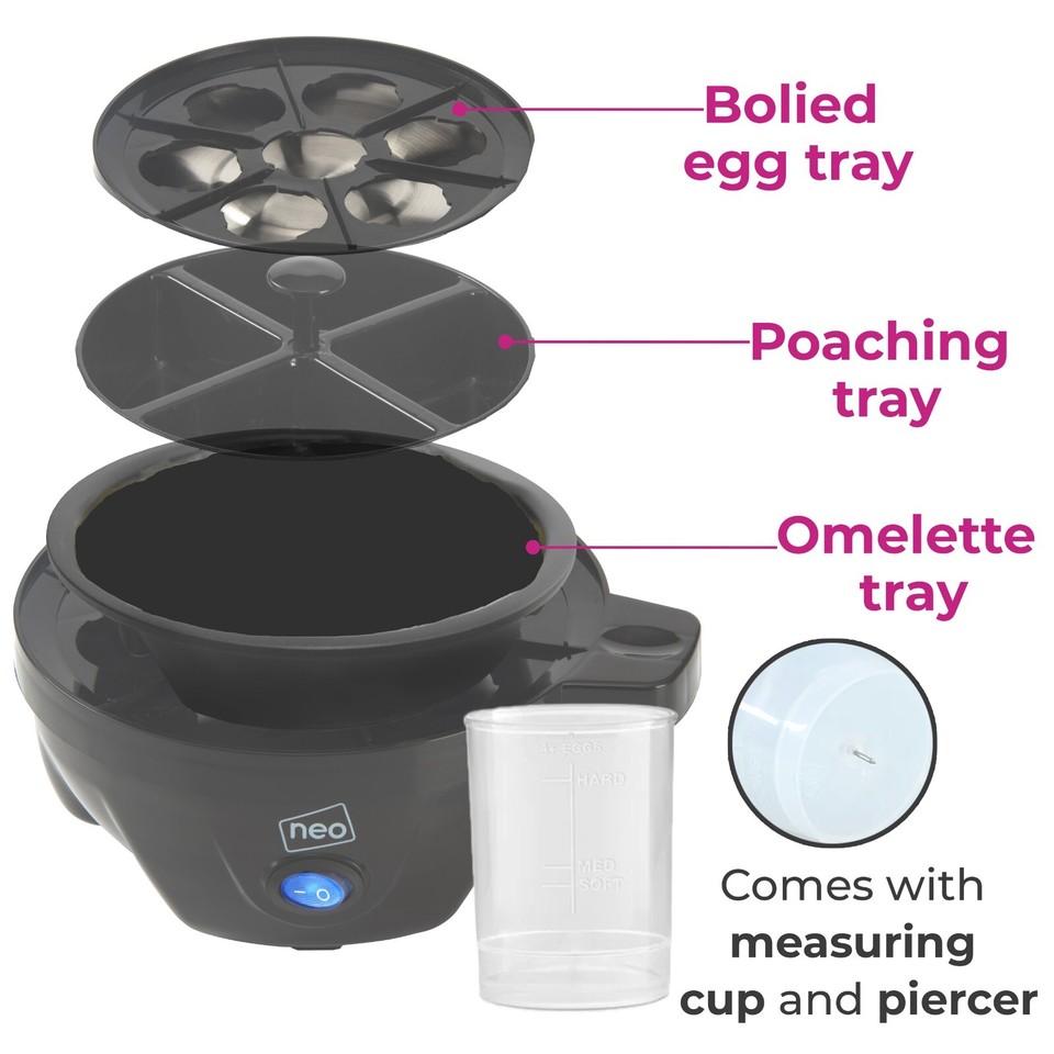 Neo Electric Egg Cooker Boiler Stainless Steel Lid Poacher Steamer ...