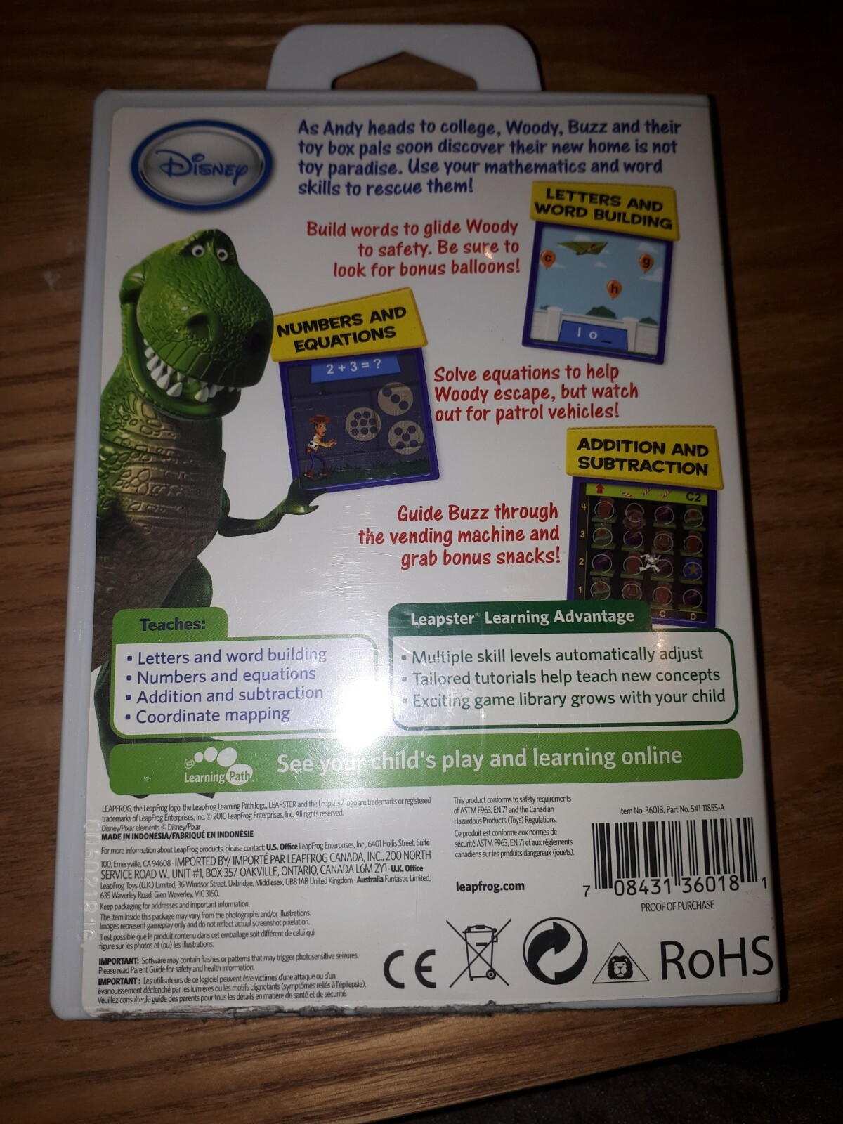LEAPFROG LEAPSTER/LEAPSTER 2 LEARNING GAME TOY STORY 3 | eBay