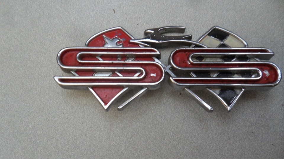 NOS 1961 61 Chevy Impala SS Rear Quarter Panel Emblem Pair OEM Rough ...