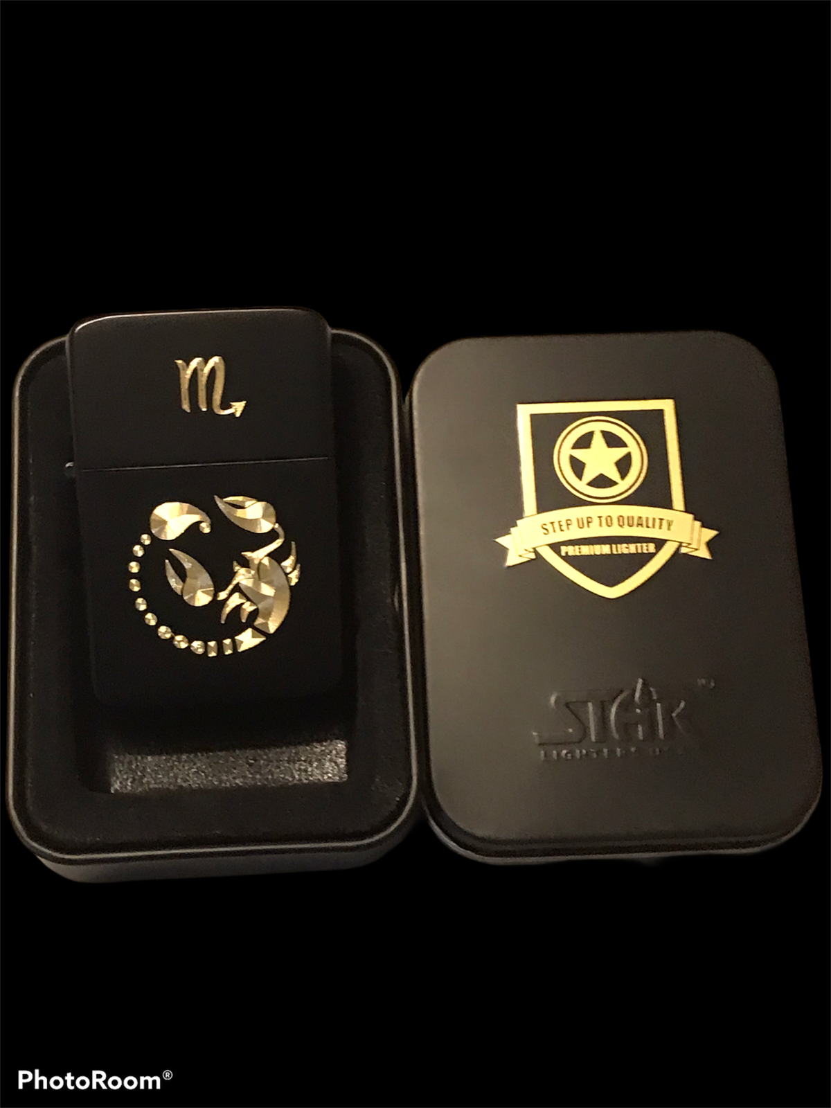 SCORPIO LIGHTER Matte Black finish FREE ENGRAVING Zodiac Astrology Star ...