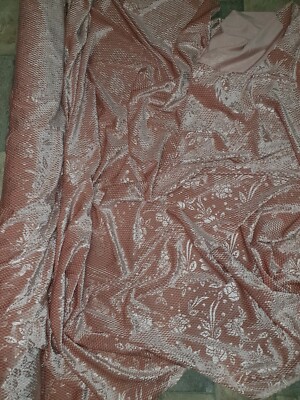 1m dusty pink devore embossed floral mesh design spandex velvet dress ...