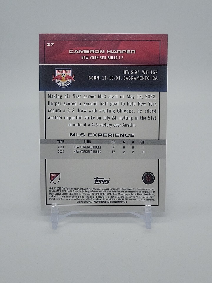 2023 Topps MLS Icy White Foil Parallel Cameron Harper New York Red ...