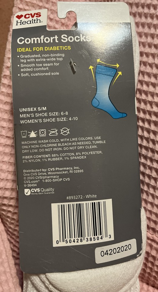 2 pairs CVS Health Comfort Socks, IDEAL for Diabetics, size: US Unisex ...