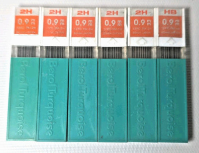 QTY 6 Berol Turquoise 9M-2H, HB 0.9mm Mechanical Pencil Refill Thin ...