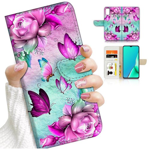 ( For Optus X Tap 2 ) Wallet Flip Case Cover AJ24502 Butterfly Flower ...