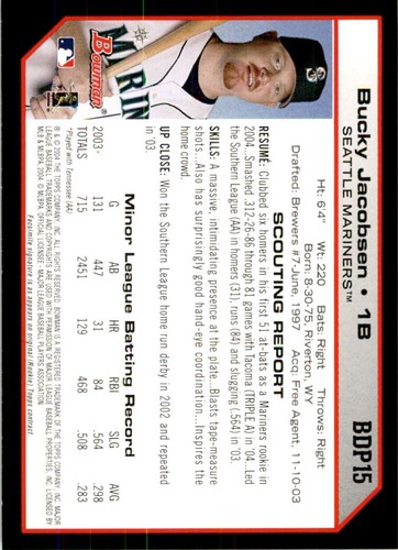 2004 BOWMAN BUCKY JACOBSEN SEATTLE MARINERS #BDP15 | eBay