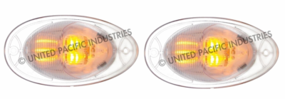 (Pair) 7 LED Amber Freightliner Mid Turn Signal Lamps Lights Clear Lens ...
