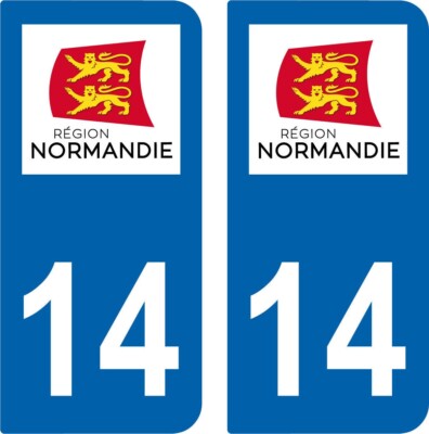 Sticker Plaque département Calvados 14 Normandie 50 Manche Caen Bayeux ...