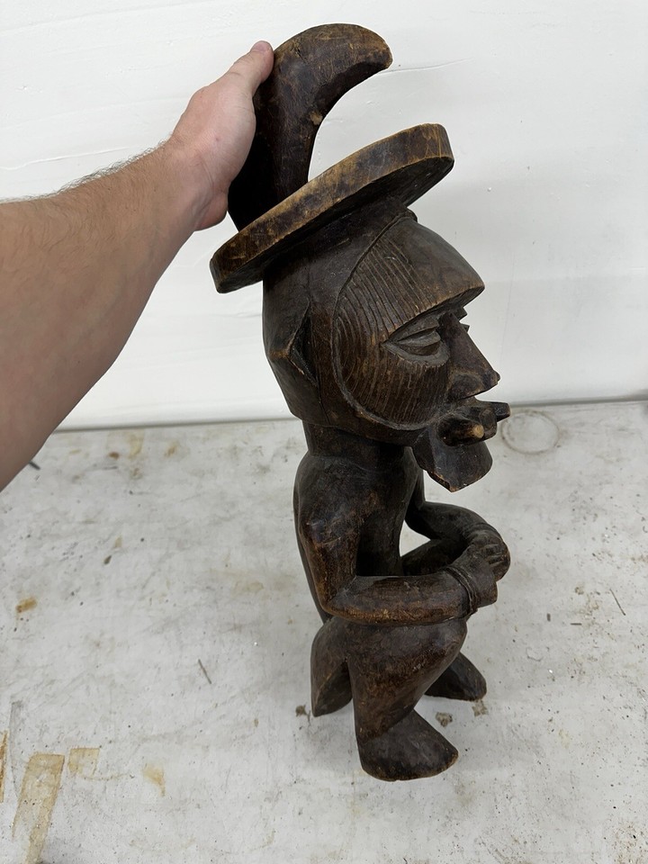 Large Antique African Suku Tribe Wooden African Art Sculpture Hand ...