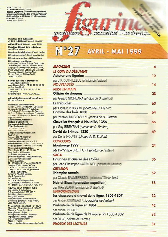 FIGURINES N°27 CHEVALIER FRANCAIS / GRENADIER DE LA GARDE / TREBUCHET ...