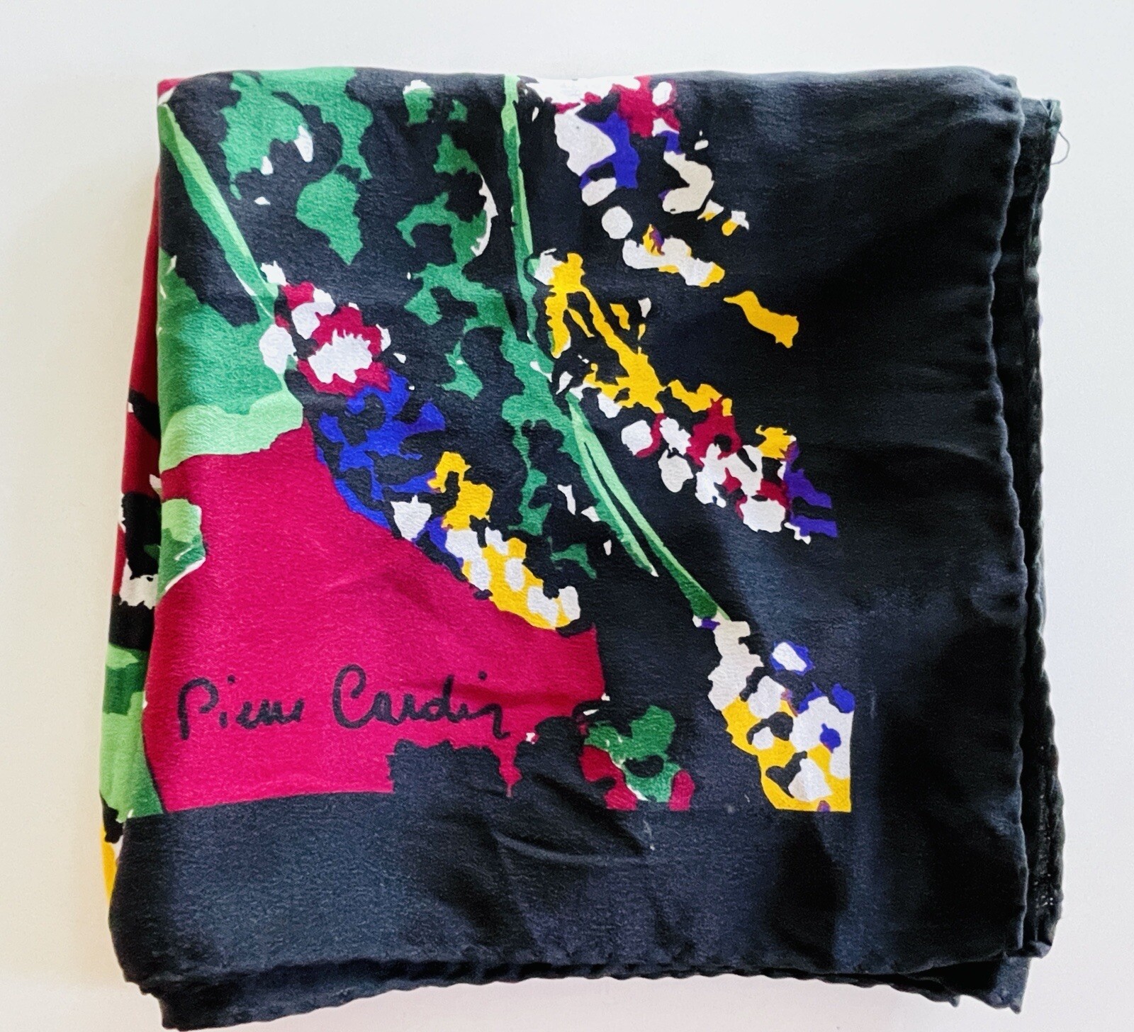 Pierre Cardin Paris Vintage Modern Floral Silk Scarf… - Gem