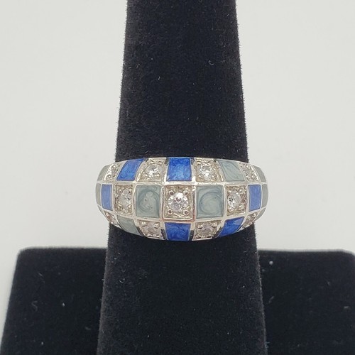 Blue Inlay Gemstone Ring .925 Sterling Silver Women's Size 7.75 NWOT | eBay