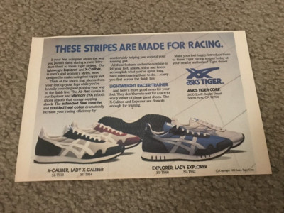 Vintage 1982 ASICS X-CALIBER & EXPLORER Running Shoes Poster Print Ad ...