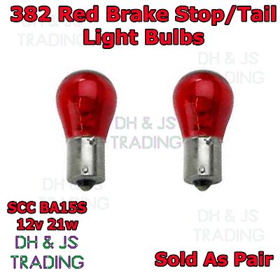 2 x 382 R Red Brake Light Indicator Stop Tail Car Bulbs Bulb 12v 21w ...