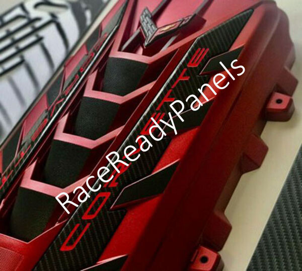 2020/24 CORVETTE C8 ENGINE COVER EDGE RED CARBON FIBER RAILS NEW OEM ...