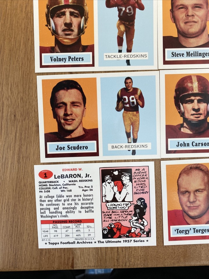 "WASHINGTON REDSKINS 1957 TOPPS ARCHIVES TEAM SET (13) CARDS 1994 | eBay