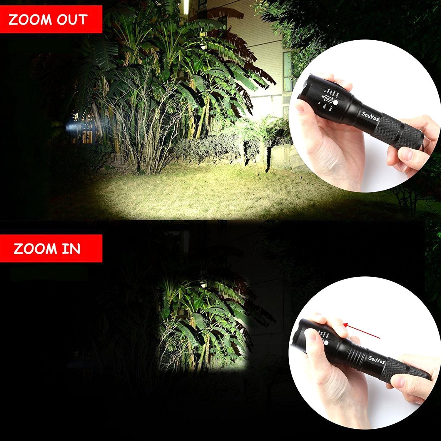 Military Grade Flashlight 2000 Lumen 5 Modes Water Resistant LED ...