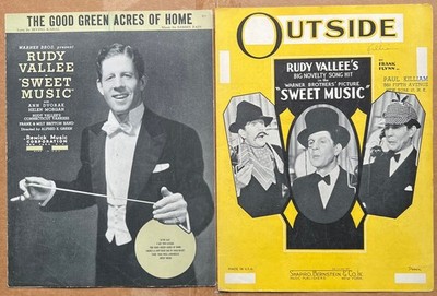 Two 1935 RUDY VALLEE FILM sheet music SWEET MUSIC incl. rare "OUTSIDE ...