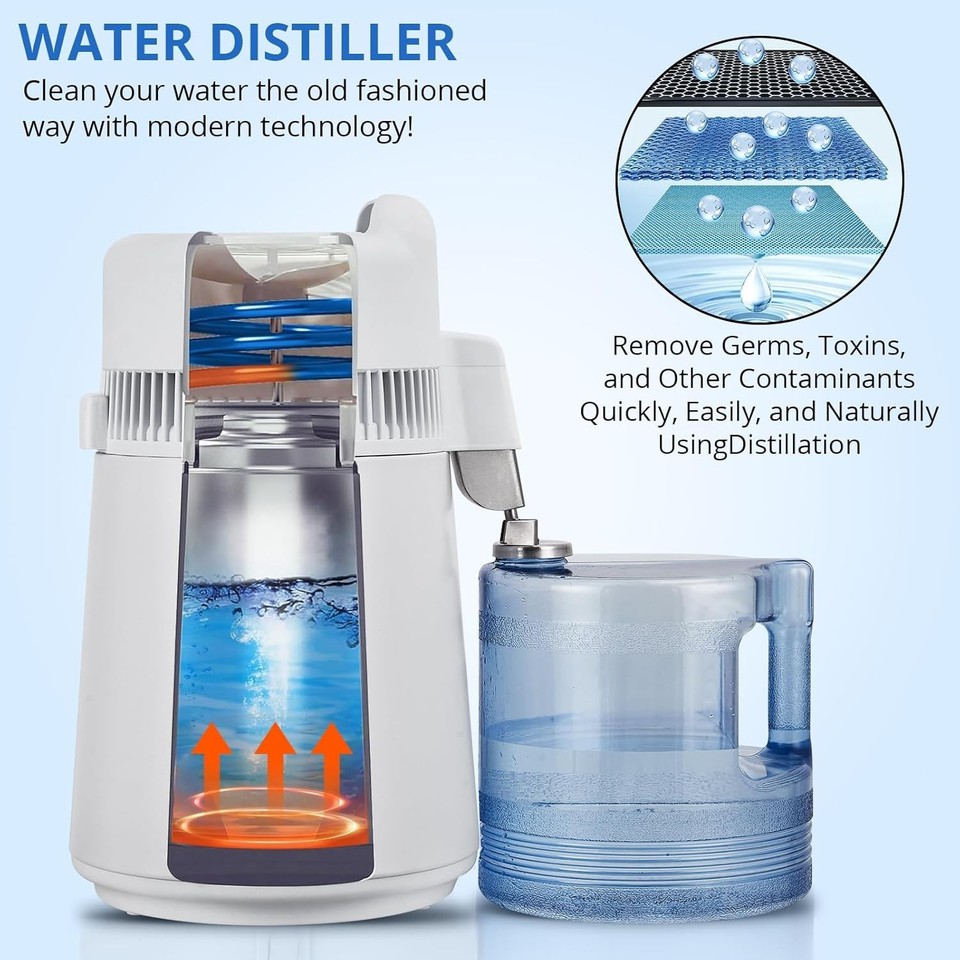 6L Distilled Water Maker 750W Durable Stainless Steel Interior Water ...