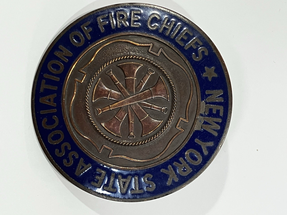 New York State Association of Fire Chiefs License Plate Topper Brass ...