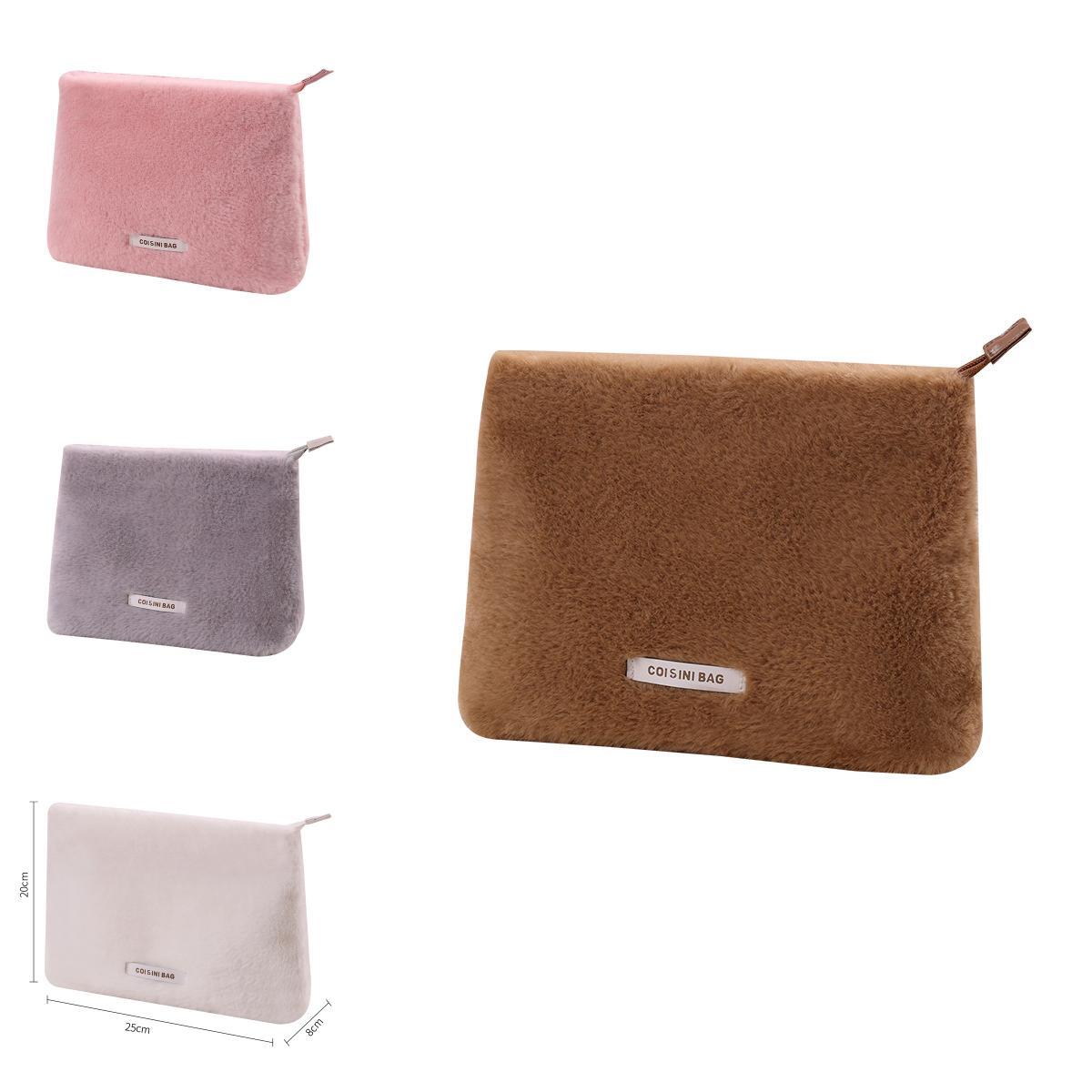 Stylish Fluffy Handheld Makeup Bag Fuzzy Rabbit Fur Cosmetic Pouch Cute ...