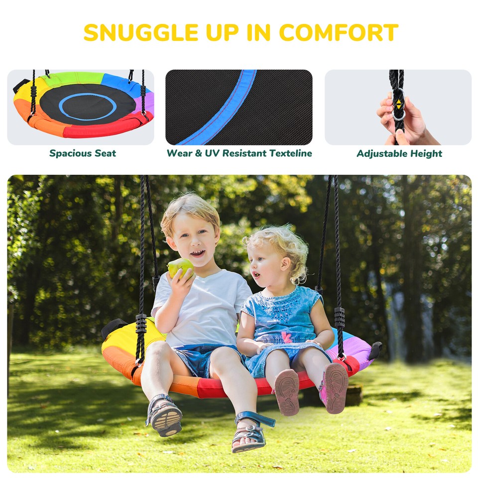 Hapfan 770lbs Metal Swing Set for Backyard with 3 Swings Heavy Duty ...