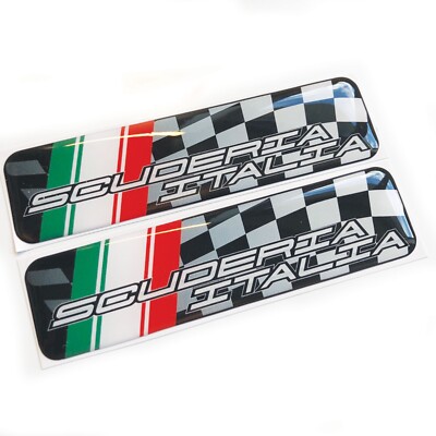 Scuderia Italia Italian Flag 3D Domed Gel Badges Fits Fiat 500 Abarth ...
