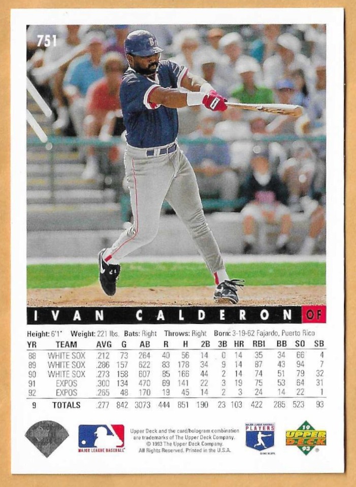IVAN CALDERON BOSTON RED SOX #751 - UPPER DECK NM-MT 1993 | eBay