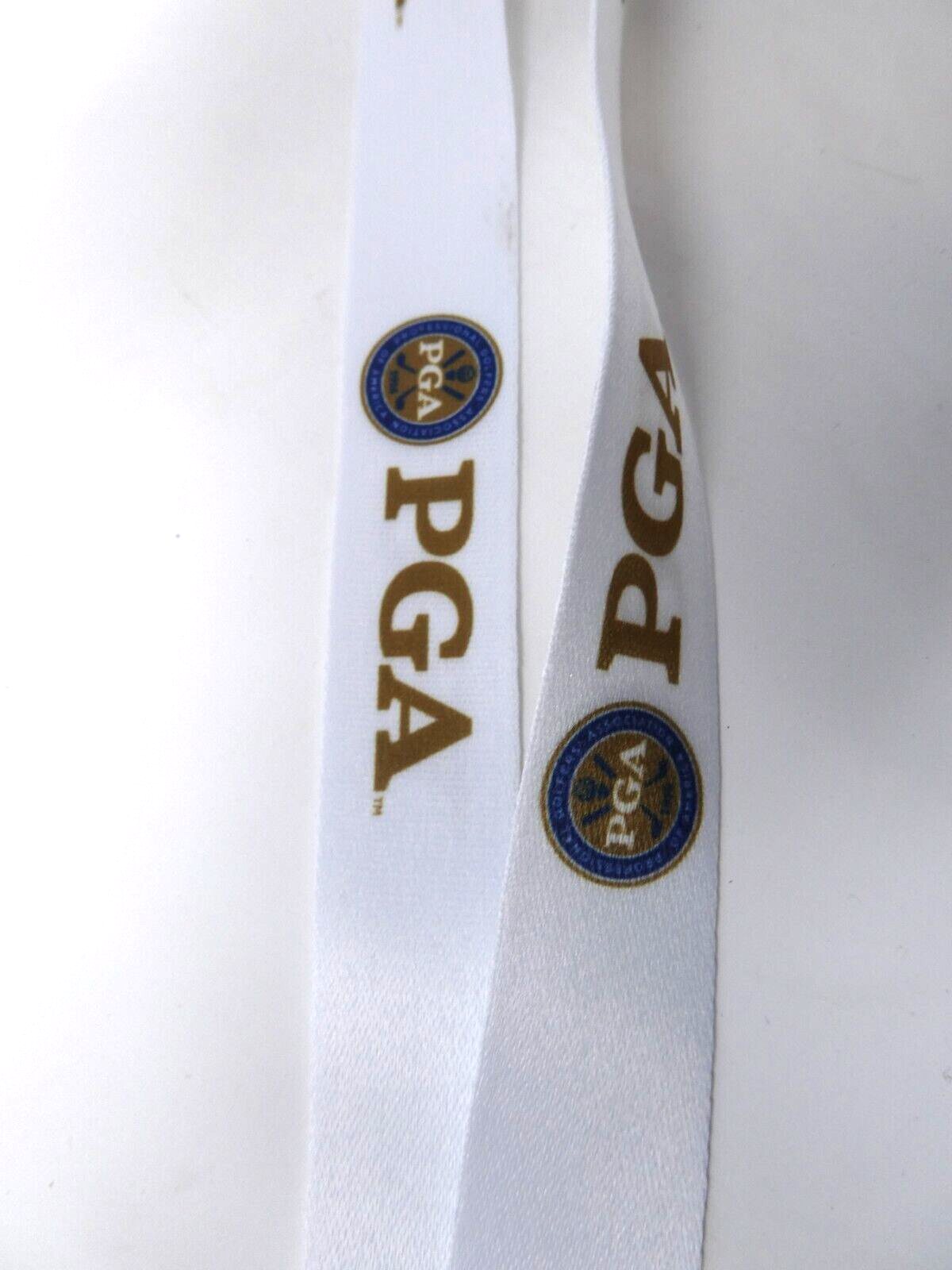 PGA ID BADGE LANYARD White W/ Golden Logo & Lettering NEW Pro Golf ...