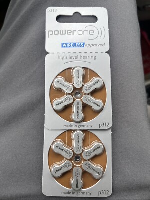 PowerOne Wireless Approved P312 Hearing Aid Batteries - 12 Batteries ...