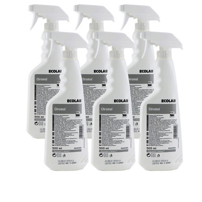 6x Ecolab Chromol 500 ml Edelstahlpflege pflegt u. schützt Edelstahl ...